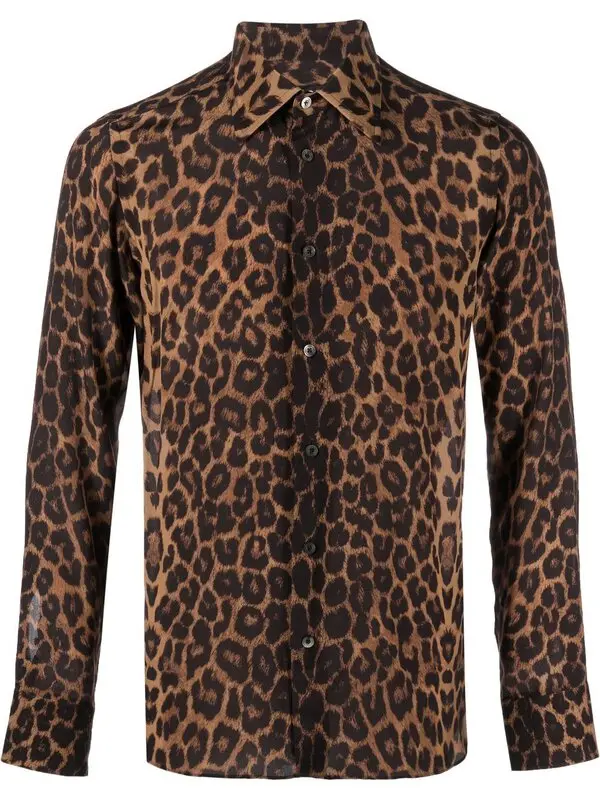 TOM FORD Leopard-print Long-sleeved Shirt
