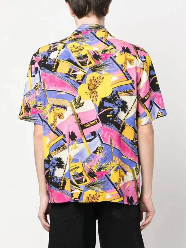 Palm Angels Graphic-print Bowling Shirt - Pink