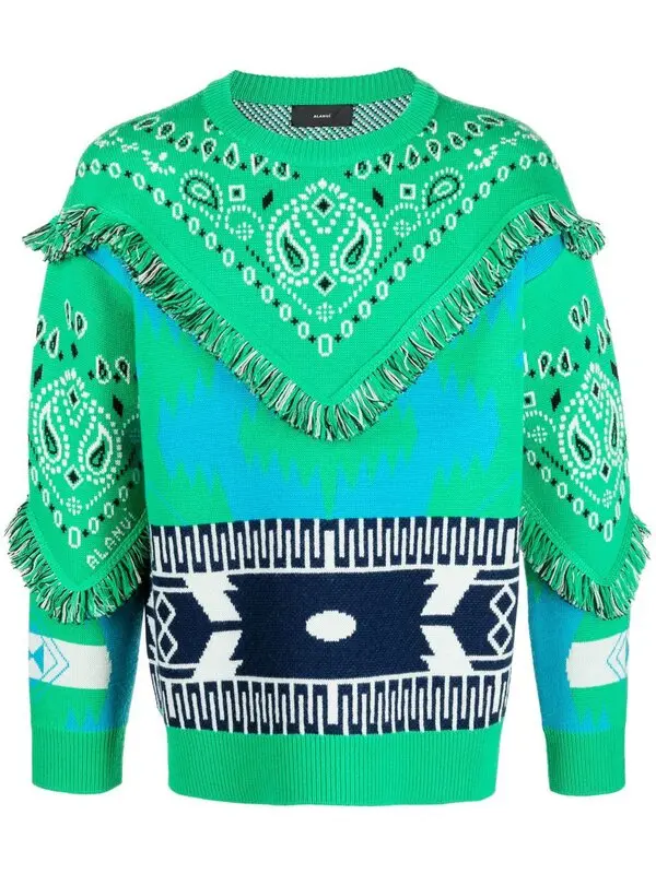 Alanui Bandana-print Frayed Jumper