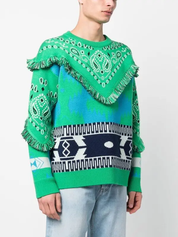Alanui Bandana-print Frayed Jumper