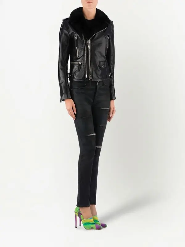 GIUSEPPE ZANOTTI Amelia Leather Biker Jacket