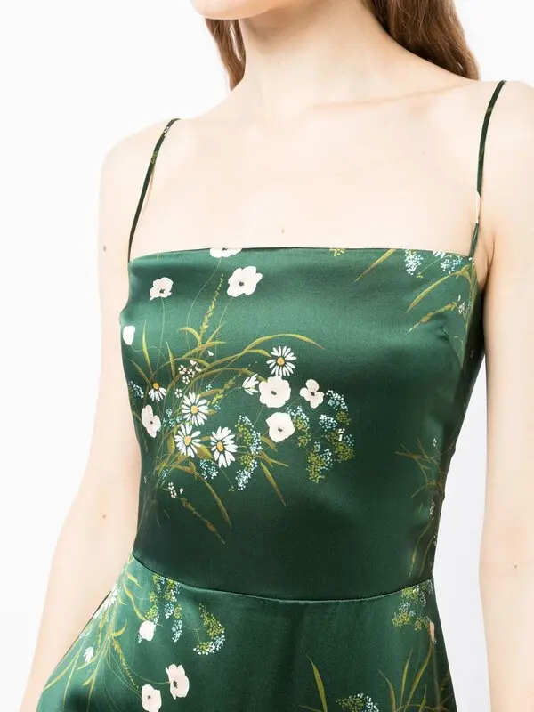 pastel green hoco dress Green 1940s V-Neck Floral Dress main image 1