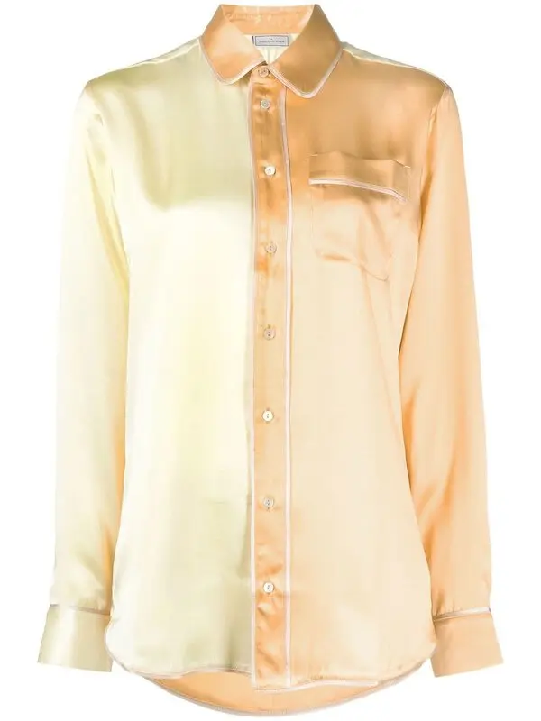 PIERRE-LOUIS MASCIA Two-tone Silk Pyjama Shirt - Yellow