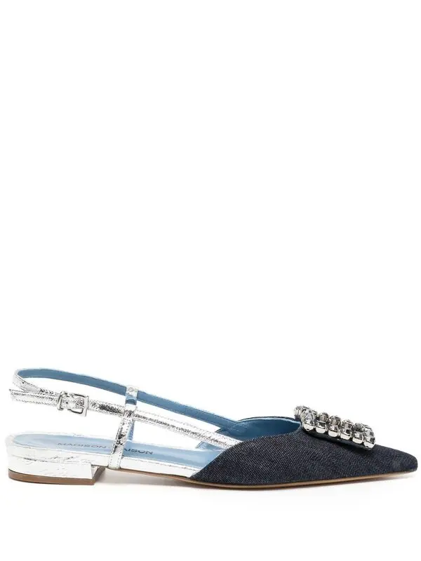 MADISON MAISON Crystal-embellished Slingback Pumps - Blue