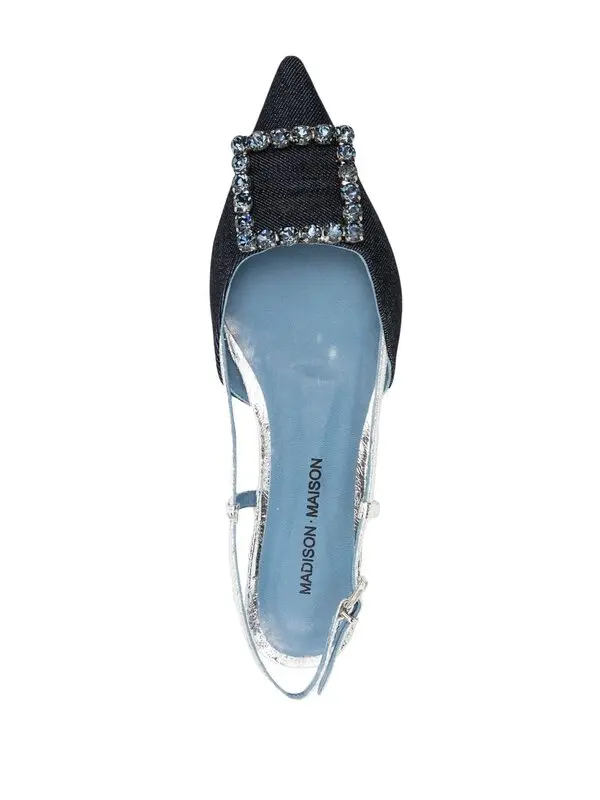 MADISON MAISON Crystal-embellished Slingback Pumps - Blue