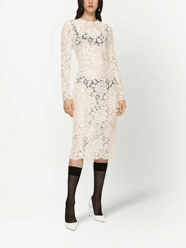 Dolce & Gabbana Floral-lace Midi Dress