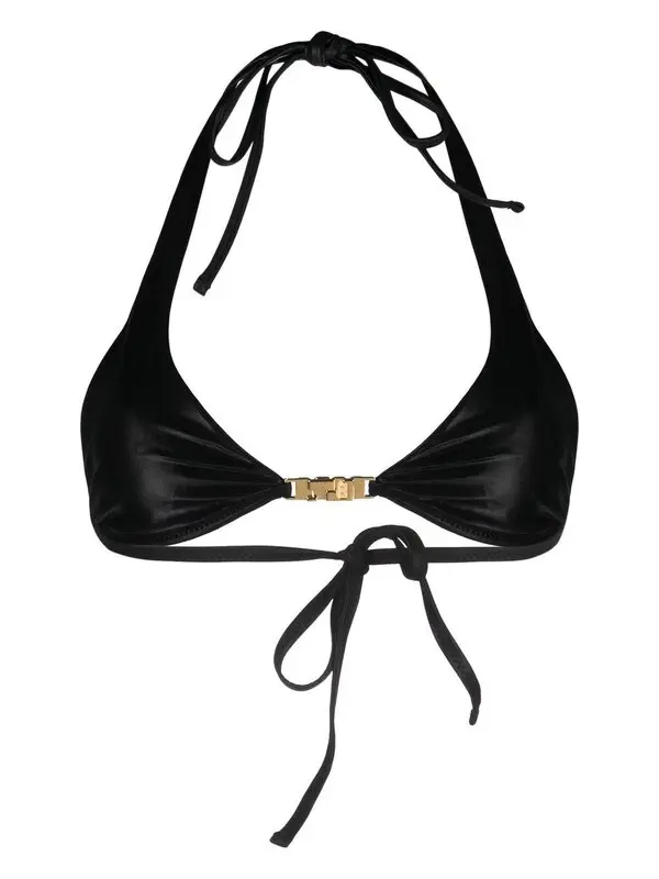 Gcds Logo-plaque Halterneck Bikini Top - Black