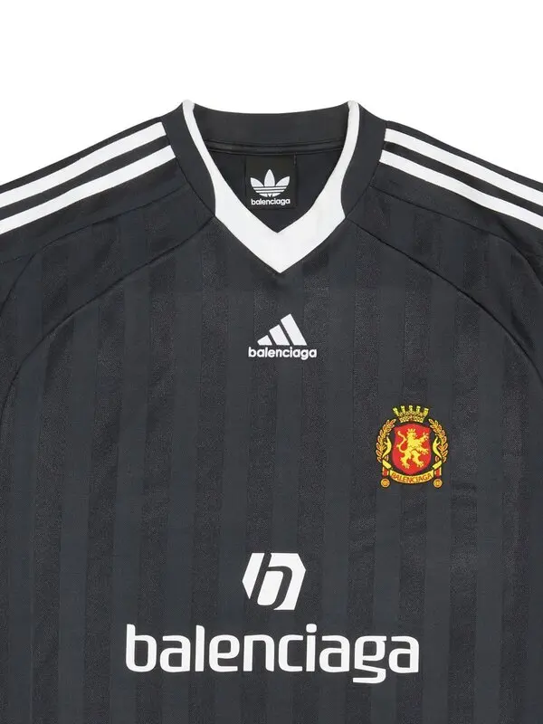 Balenciaga X Adidas Logo-Print Football T-Shirt - Black | Editorialist