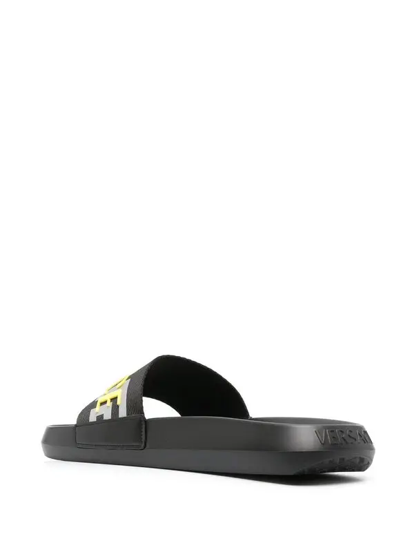 Versace La Greca Raised-logo Slides - Black | Editorialist display picture 3