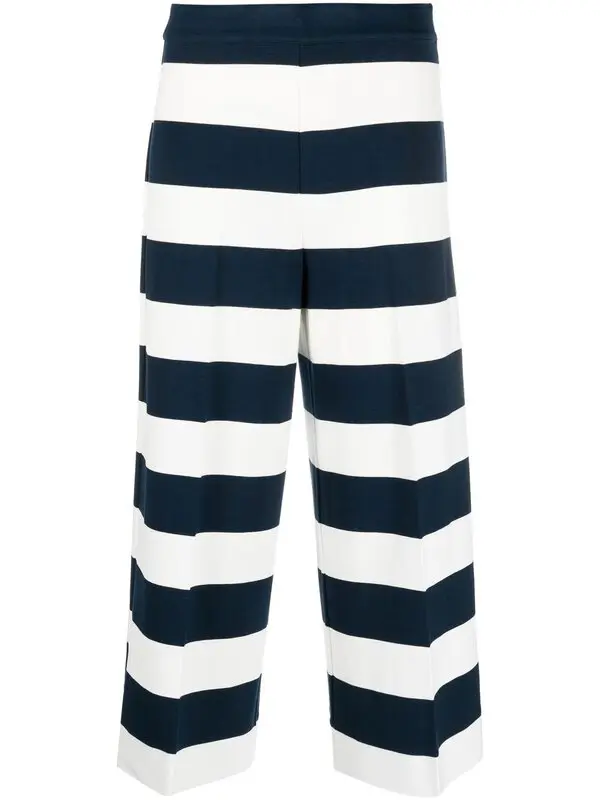 TWINSET Striped Cropped Trousers - Blue