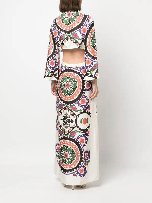 Ba&sh Cut-out Floral-print Long Dress - Neutrals