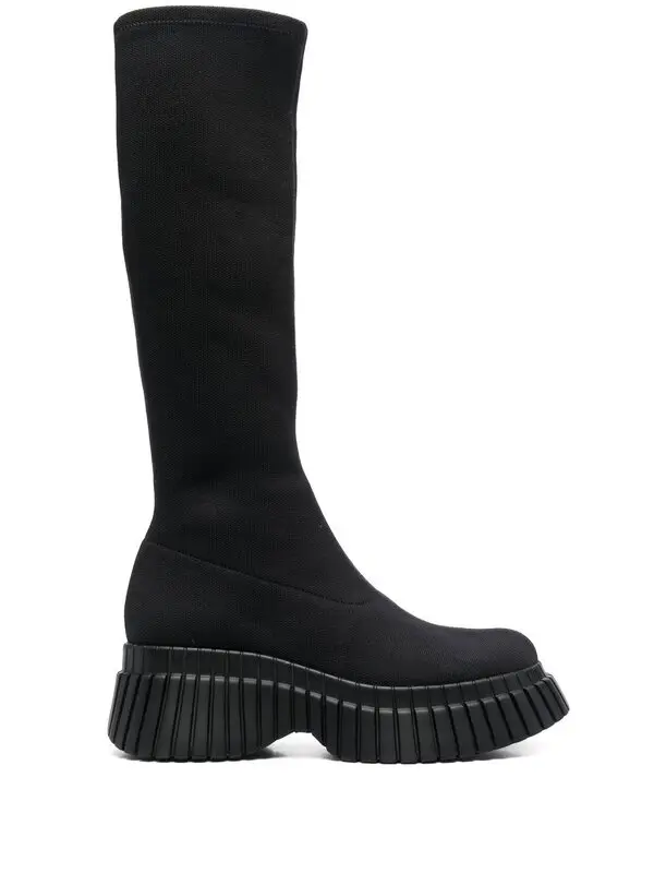 Camper 70mm Knitted Platform Boots - Black