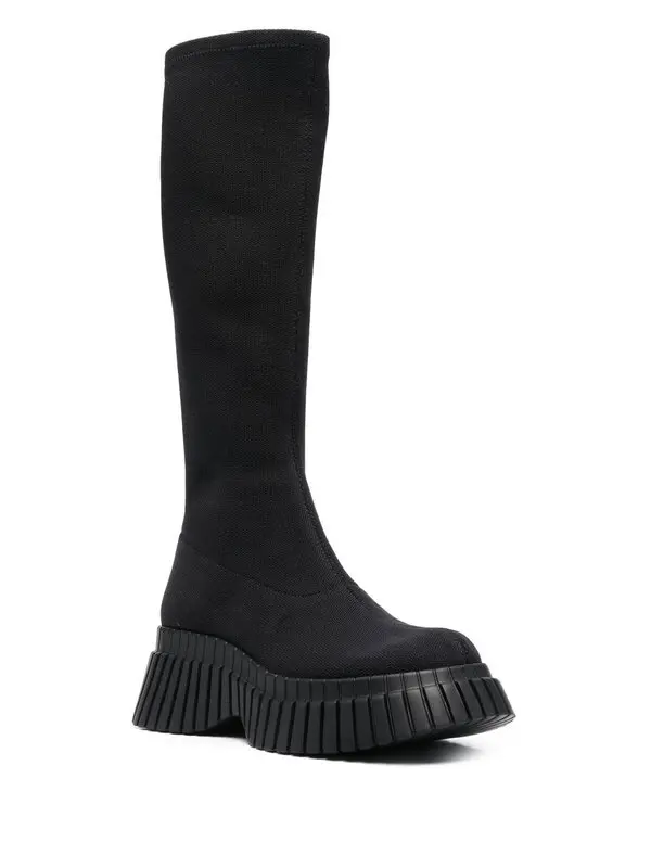 Camper 70mm Knitted Platform Boots - Black