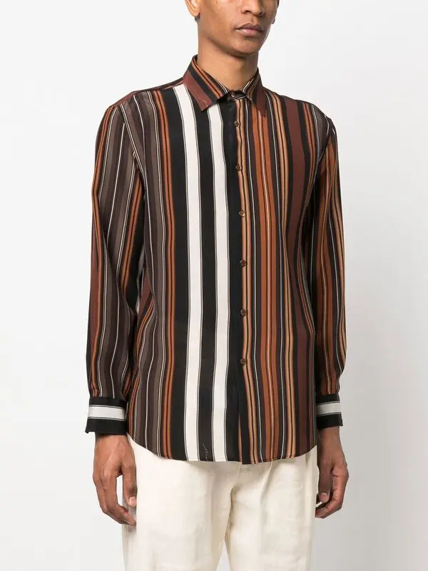 Etro Striped Long-sleeve Silk Shirt