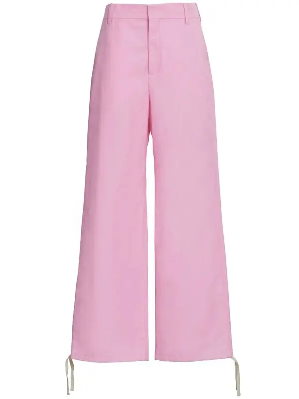 Marni Embroidered Logo Straight-leg Trousers - White