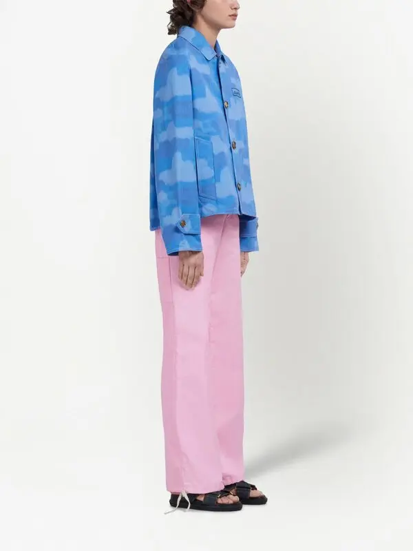 Marni Embroidered Logo Straight-leg Trousers - White