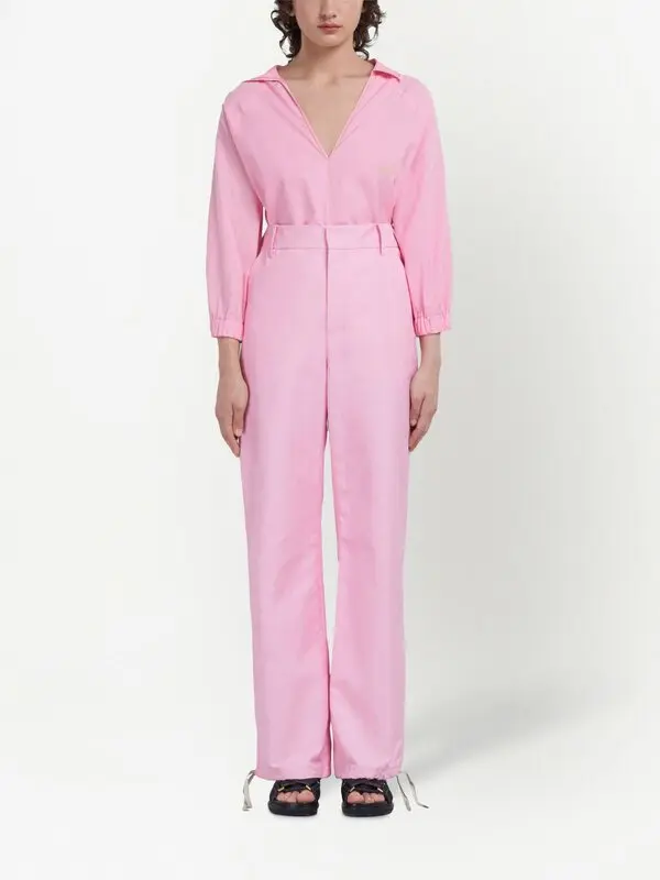 Marni Embroidered Logo Straight-leg Trousers - White