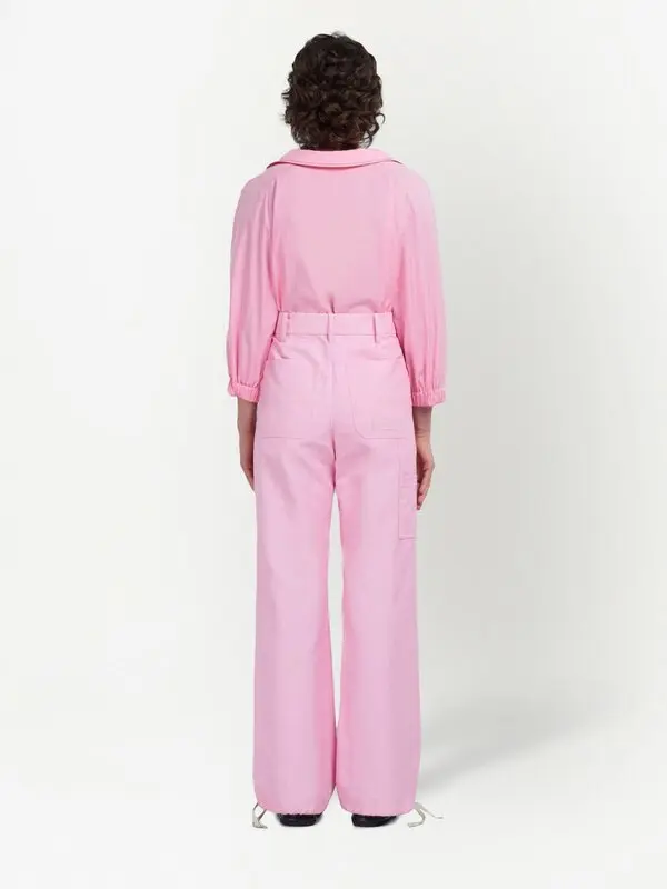 Marni Embroidered Logo Straight-leg Trousers - White