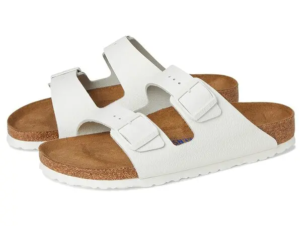 BIRKENSTOCK Arizona Soft Footbed Leather Sandals - Bone