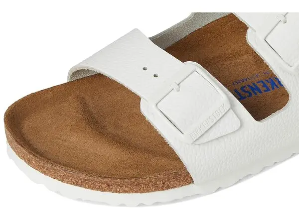 BIRKENSTOCK Arizona Soft Footbed Leather Sandals - Bone