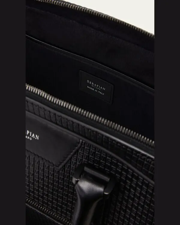 SERAPIAN Stepan Extra Slim Briefcase - Black Eclipse