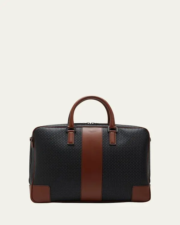 SERAPIAN Slim Stepan 72 Briefcase - Black/cuoio