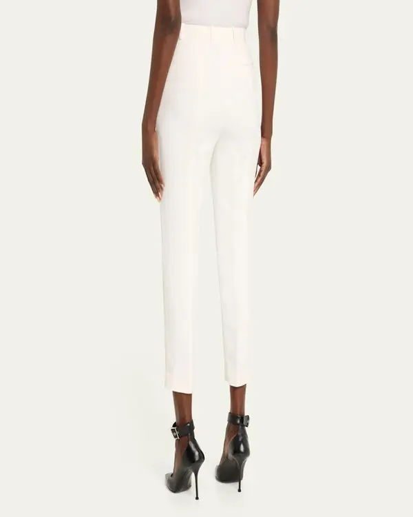 Alexander McQueen High-waisted Cropped Trousers - Ivory