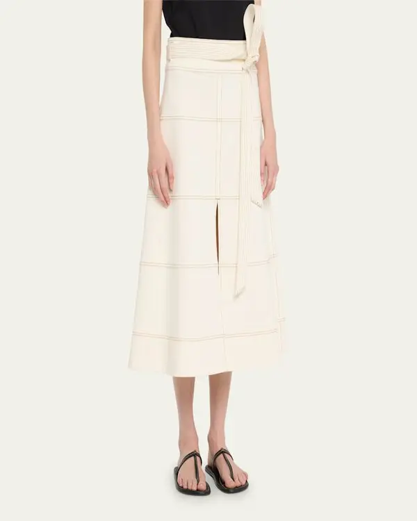 Tanya Taylor Hudson Denim Midi Skirt