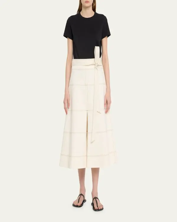 Tanya Taylor Hudson Denim Midi Skirt
