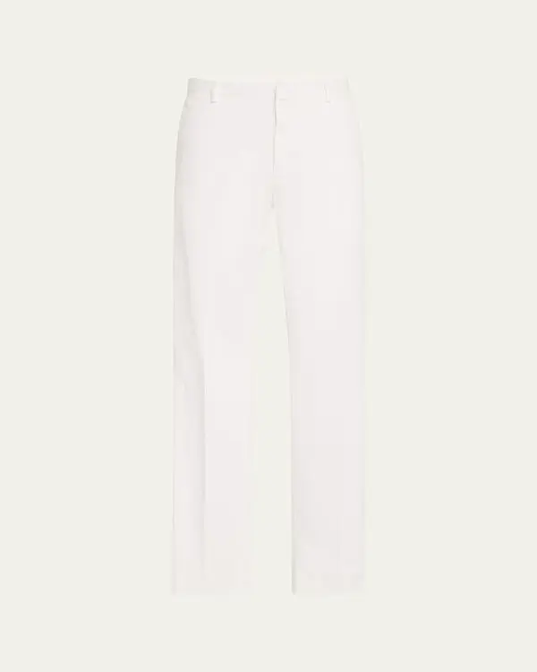 Zegna Premium Cotton Flat-front Trousers - White