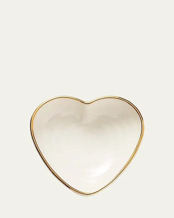 Aerin Ribbed 24k-gold Rim Heart Dish