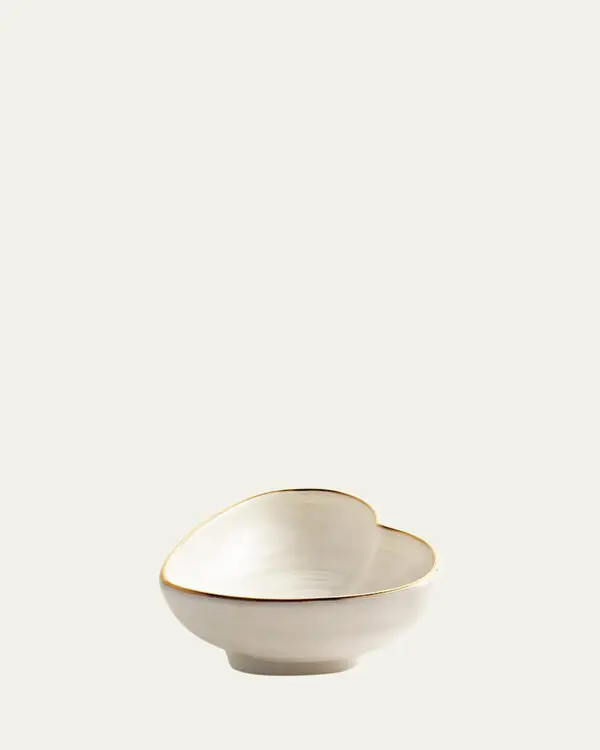 Aerin Ribbed 24k-gold Rim Heart Dish