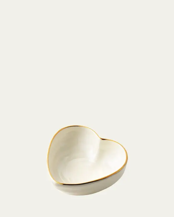 Aerin Ribbed 24k-gold Rim Heart Dish