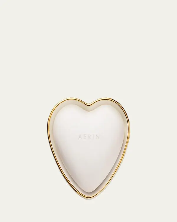 Aerin Ribbed 24k-gold Rim Heart Dish