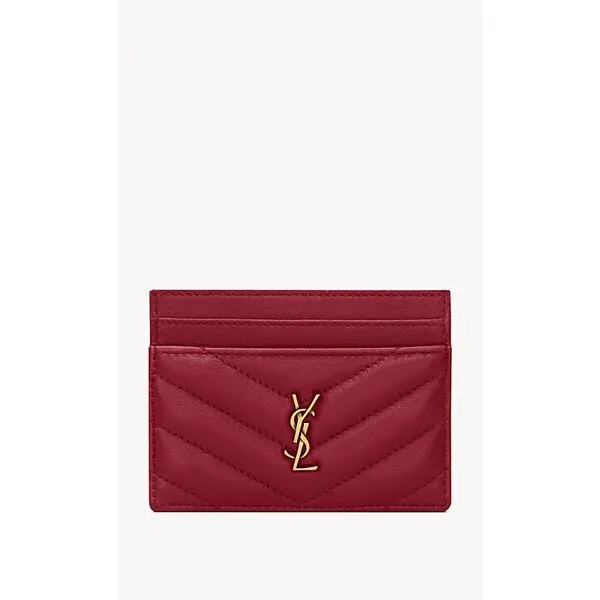 Saint Laurent Cassandre Matelasse Card Case - Deeply Red