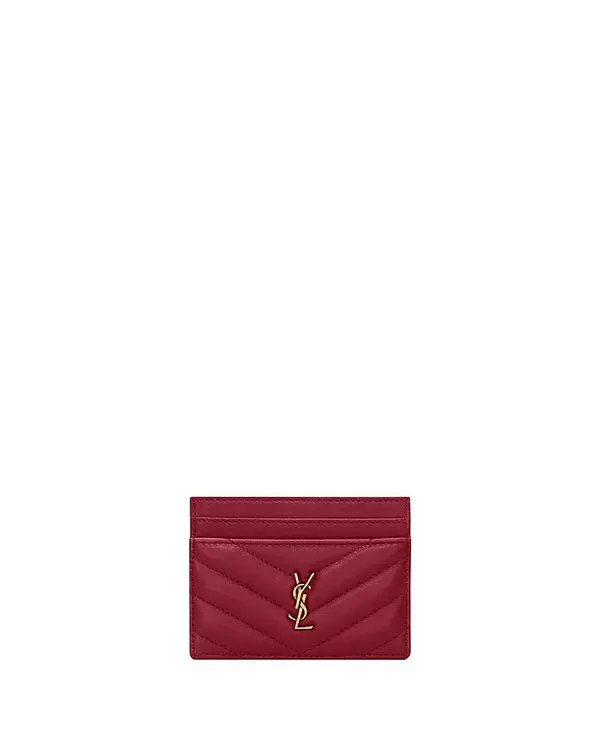 Saint Laurent Cassandre Matelasse Card Case - Deeply Red