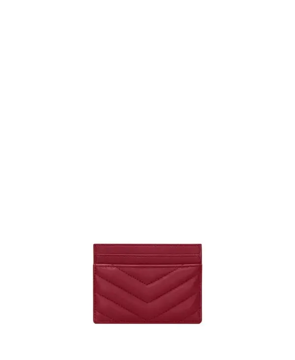 Saint Laurent Cassandre Matelasse Card Case - Deeply Red