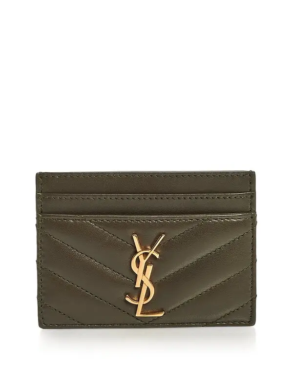 Saint Laurent Cassandre Matelasse Card Case - Light Musk Lambskin/gold