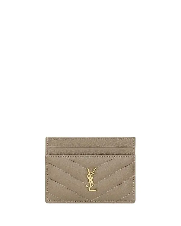 Saint Laurent Cassandre Matelasse Card Case - Light Taupe