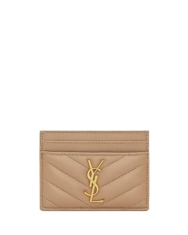 Saint Laurent Cassandre Matelasse Card Case - Natural Tan