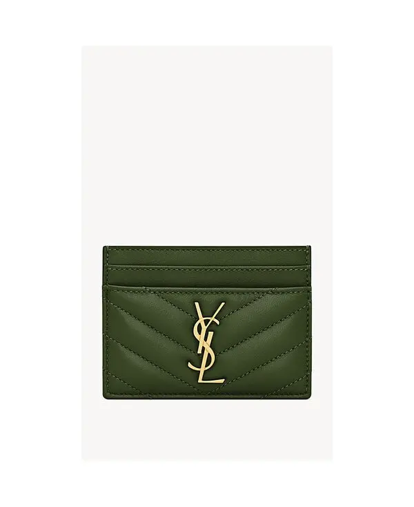 Saint Laurent Cassandre Matelasse Card Case - Olive Wood