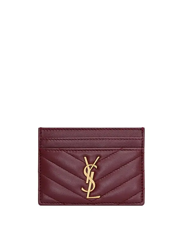 Saint Laurent Cassandre Matelasse Card Case - Rouge Cabernet