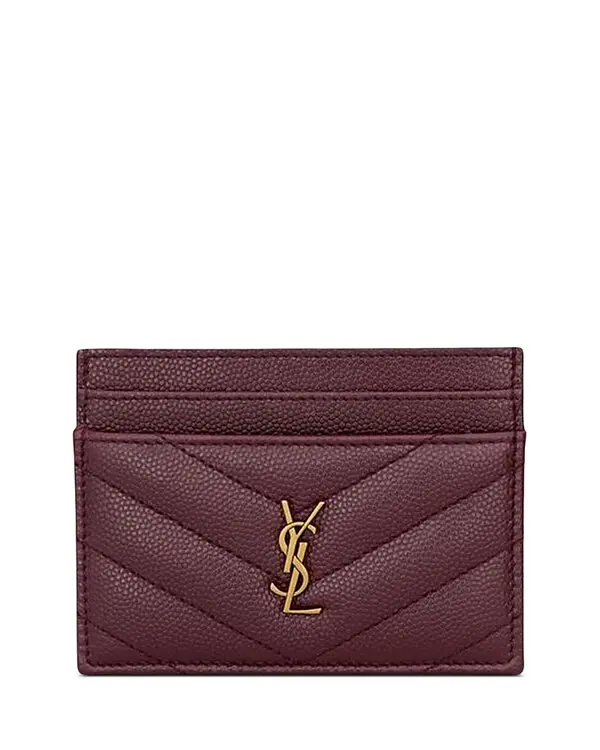 Saint Laurent Cassandre Matelasse Card Case - Rouge Cabernet
