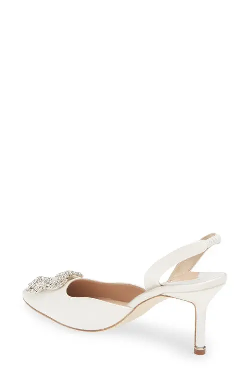 Manolo Blahnik Hangisli Crystal Buckle Slingback Pumps