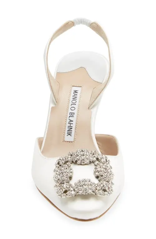 Manolo Blahnik Hangisli Crystal Buckle Slingback Pumps