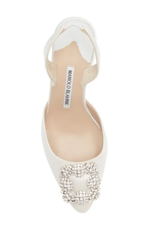 Manolo Blahnik Hangisli Crystal Buckle Slingback Pumps