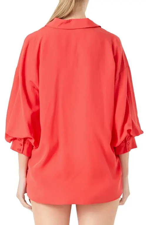 Endless Rose Blouson Sleeve Button-up Shirt - Red