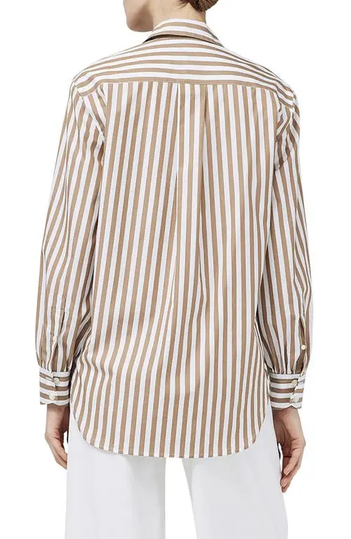 Rag & Bone Maxine Stripe Cotton Button-up Shirt - Brown Stripe