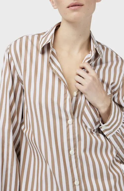 Rag & Bone Maxine Stripe Cotton Button-up Shirt - Brown Stripe