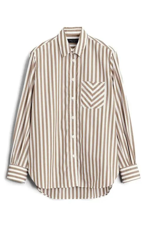 Rag & Bone Maxine Stripe Cotton Button-up Shirt - Brown Stripe
